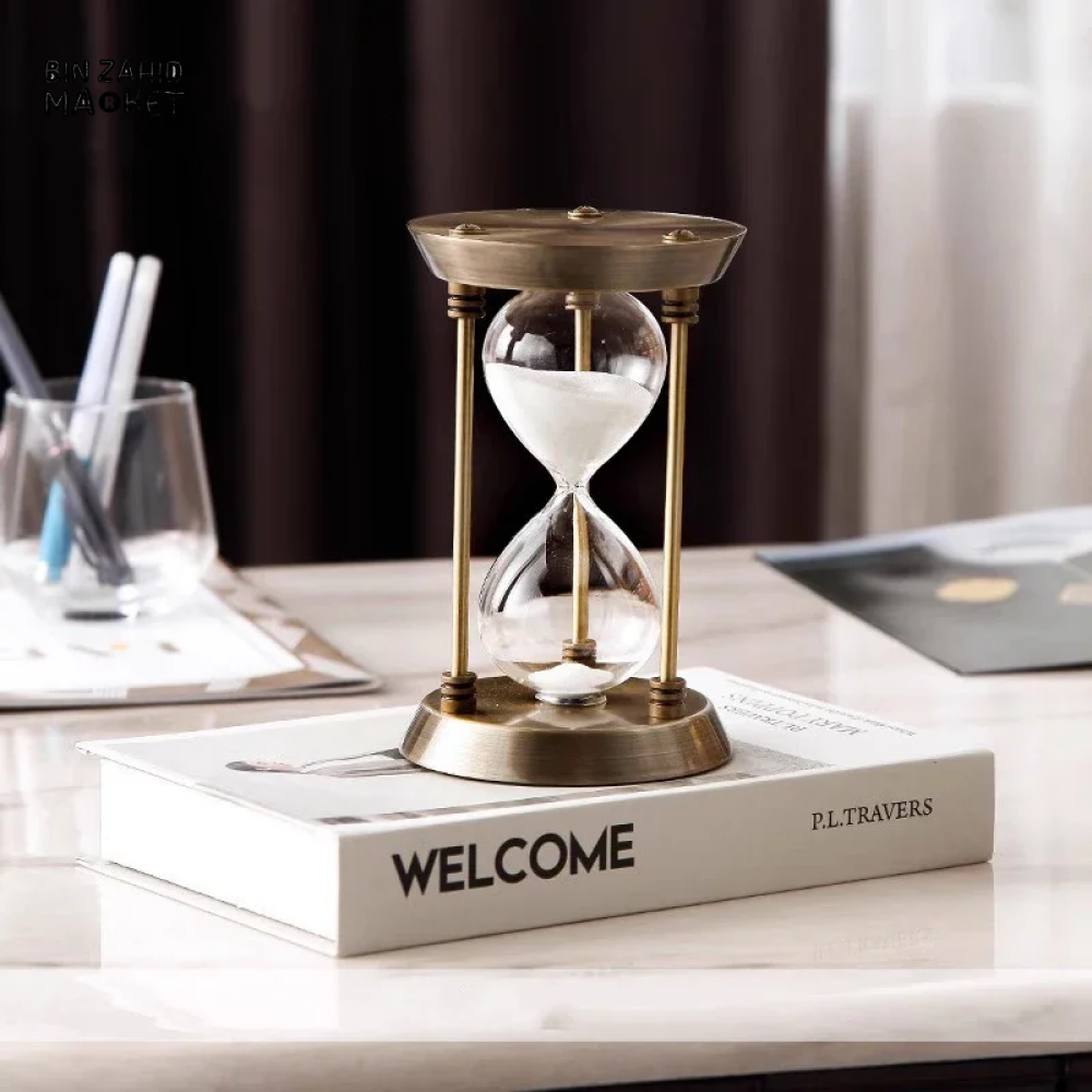EUROPEAN RETRO EMPTY HOURGLASS SAND TIMER METAL SAND GLASS HOME OFFICE