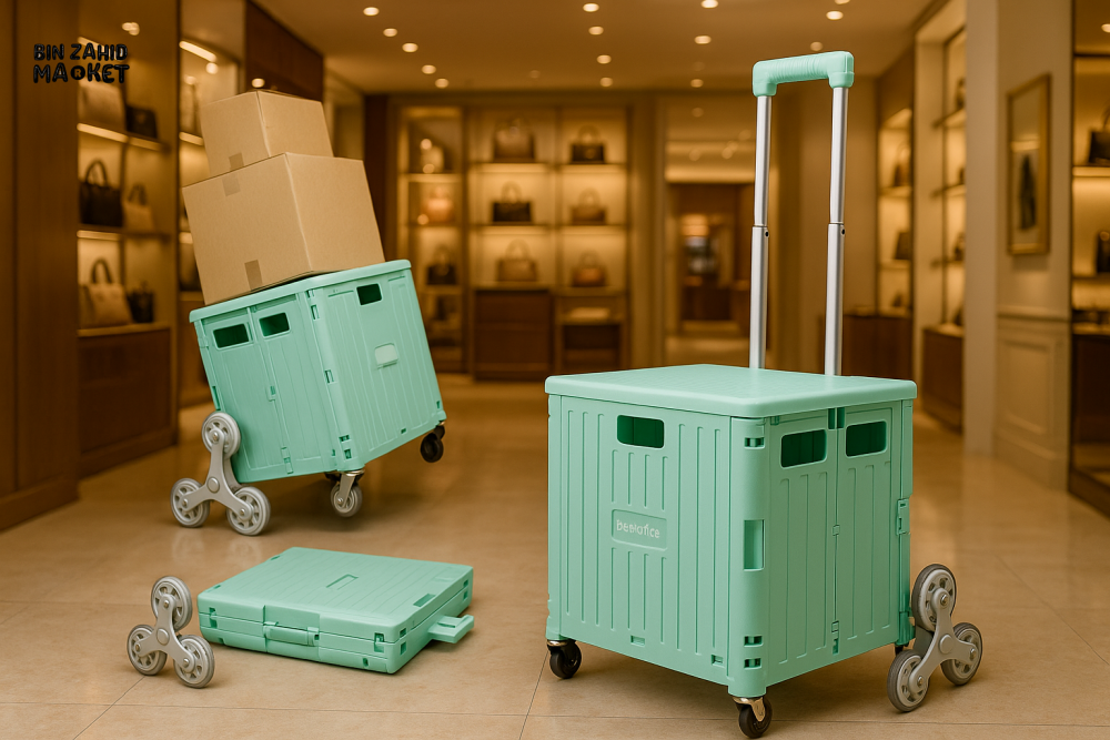 FOLDING ROLLING CRATE WITH WHEELS – HEAVY DUTY FOLDABLE STORAGE CART P