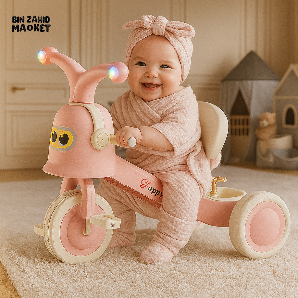 HAPPY BABY LED TRICYCLE FOR KIDS RIDE-ON CYCLE TOY - PINK