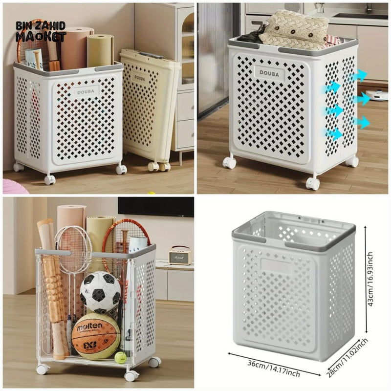 LUXORMOVE MOVEABLE FOLDING LAUNDRY BASKET WITH WHEELS