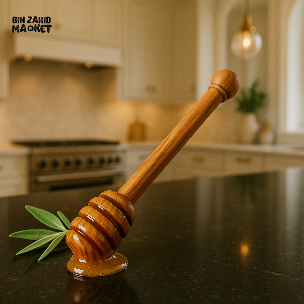PREMIUM WOODEN HONEY DIPPER WITH HONEY DRIZZLE – LUXURY KITCHEN TOOL F